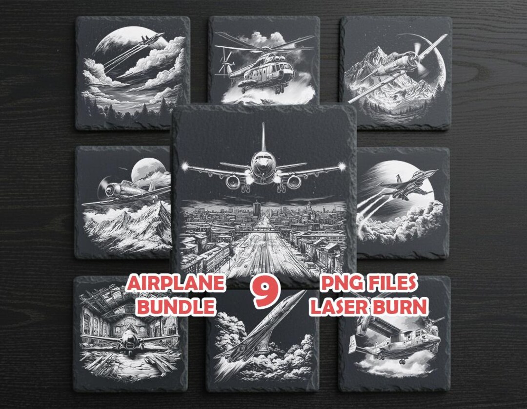 Airplane Laser Engraving PNG Bundle – Aviation CNC Digital Files for ...