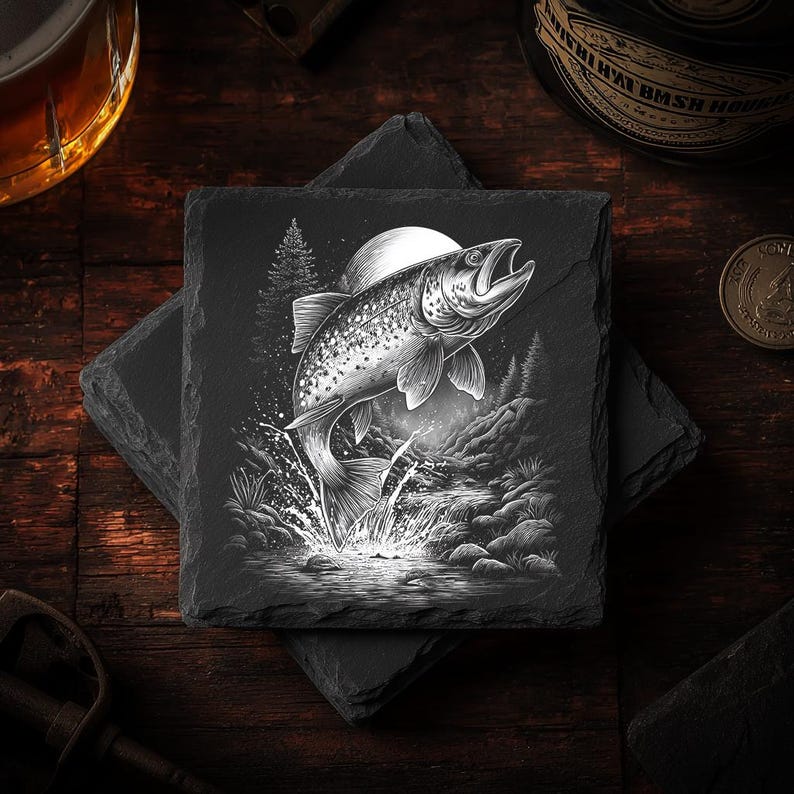 Jumping Fish Engraving Bundle – Bass, Trout, Salmon & Tarpon Pngs for ...