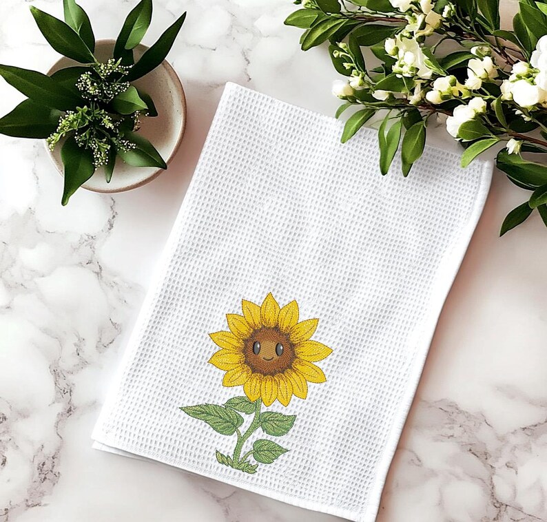 Sunflower Embroidery Design, Sunflower With Leaf Machine Embroidery ...