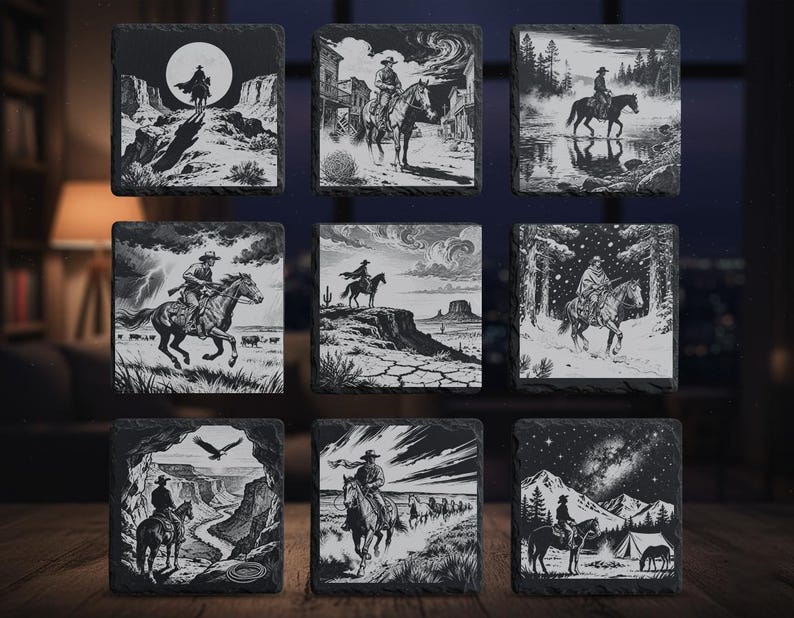 Western Cowboy Engraving Bundle – Rustic Horse and Rodeo Pngs for Laser ...