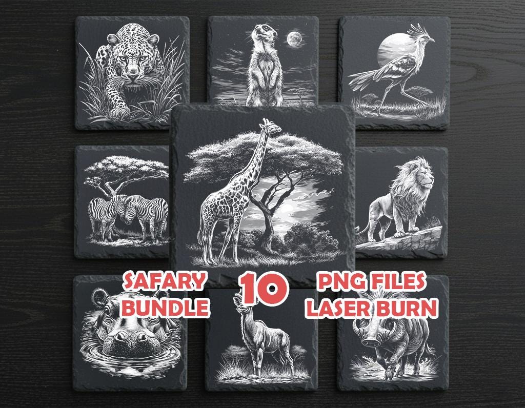 Safari Wildlife Laser Engraving Bundle – Lion, Giraffe PNG Files for ...