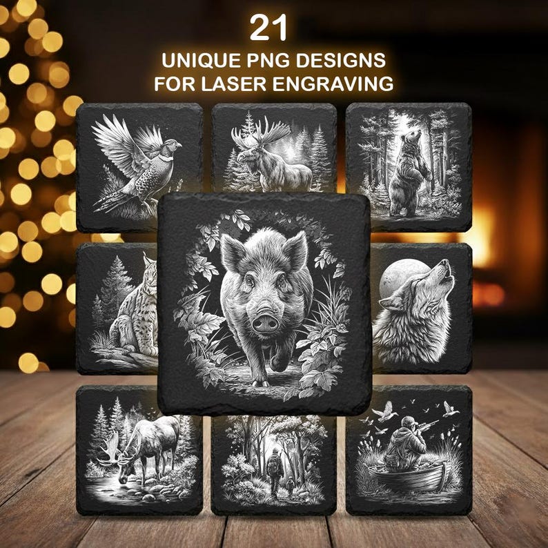 Hunting Scene Engraving Bundle – Wildlife Pngs for Laser, CNC and Slate ...