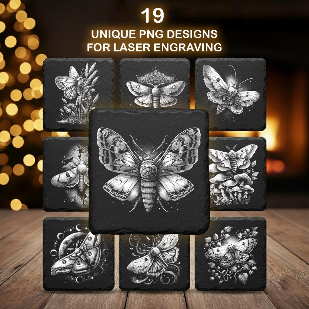 Moth Insect PNG Bundle | Laser Engraving Digital Files for Glowforge ...