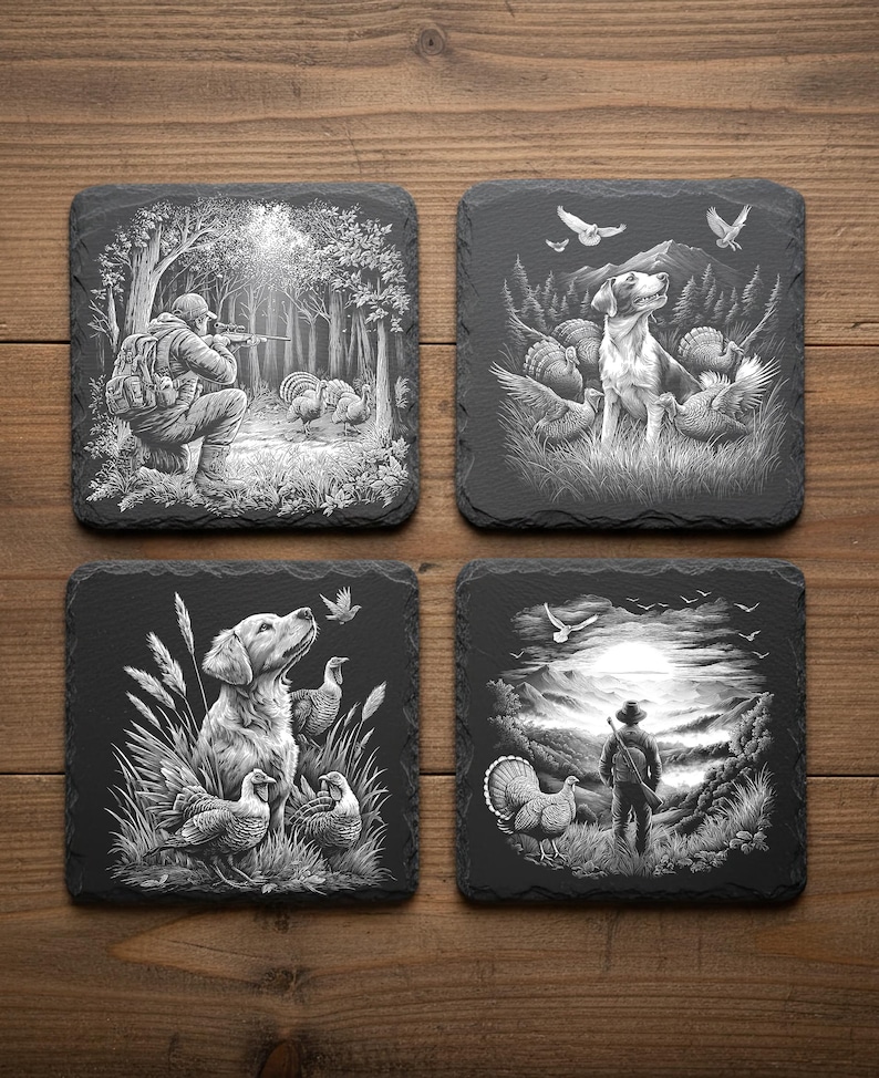 Hunting Turkey Engraving File – Laser Ready Design for Slate Coaster ...