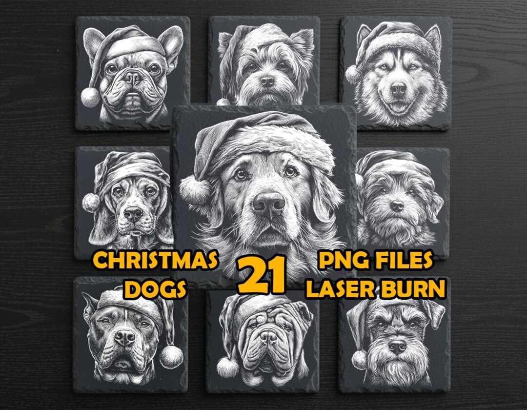 Christmas Dogs Laser Engraving PNG Bundle – Festive CNC Digital Files ...