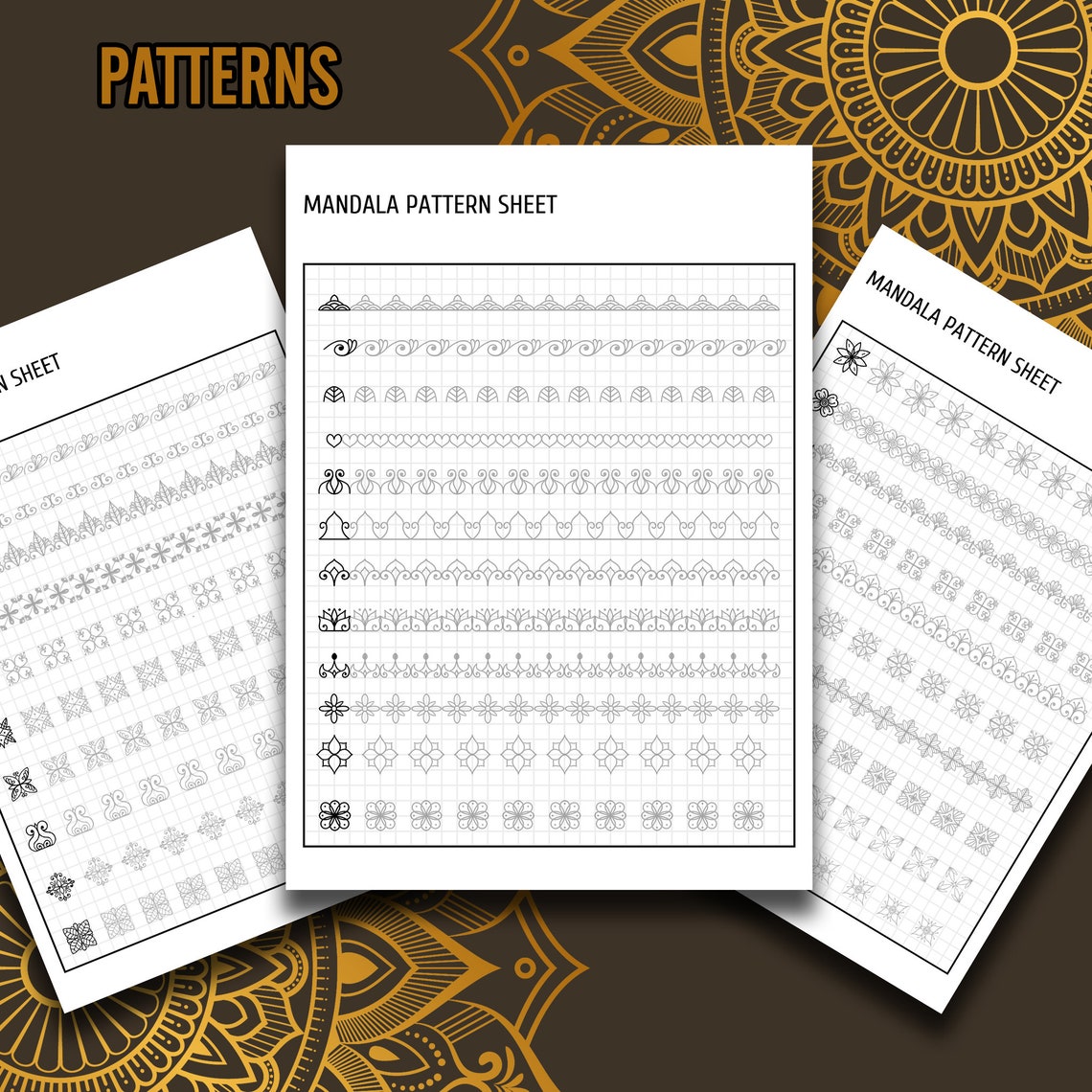 Mandala Pattern Sheets, DIY Pattern Templates, Printable Art Therapy ...
