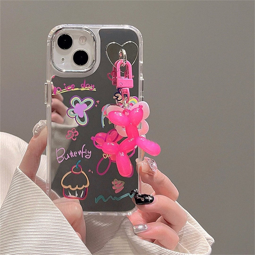TGF Korean Cute Lines Balloon Dogs Pendant Mirror Soft Phone Case for ...