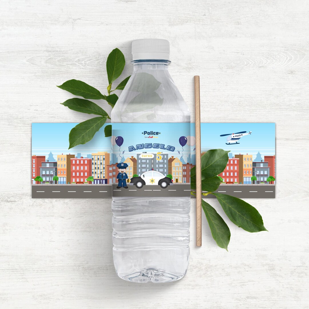 Police Officer Water Bottle Labels Printable, Personalized Water Bottle ...