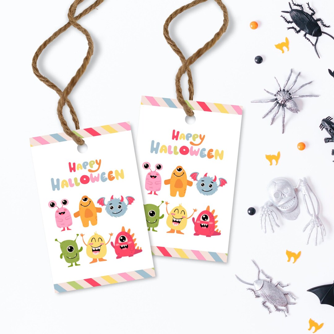 Halloween Monsters Gift Tag Printable, Halloween Gift Tags Printable ...