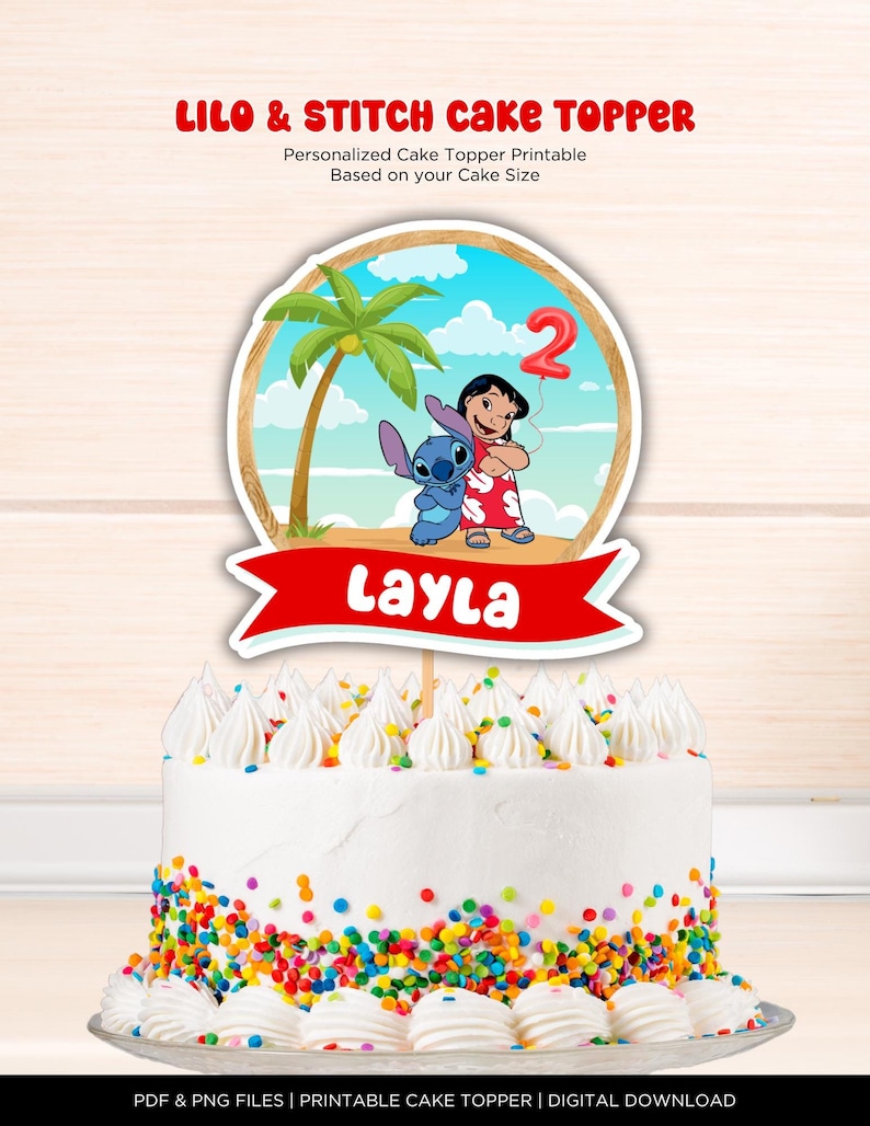 Lilo and Stitch Cake Topper Printable, Free 12 Pcs Lilo and Stitch ...