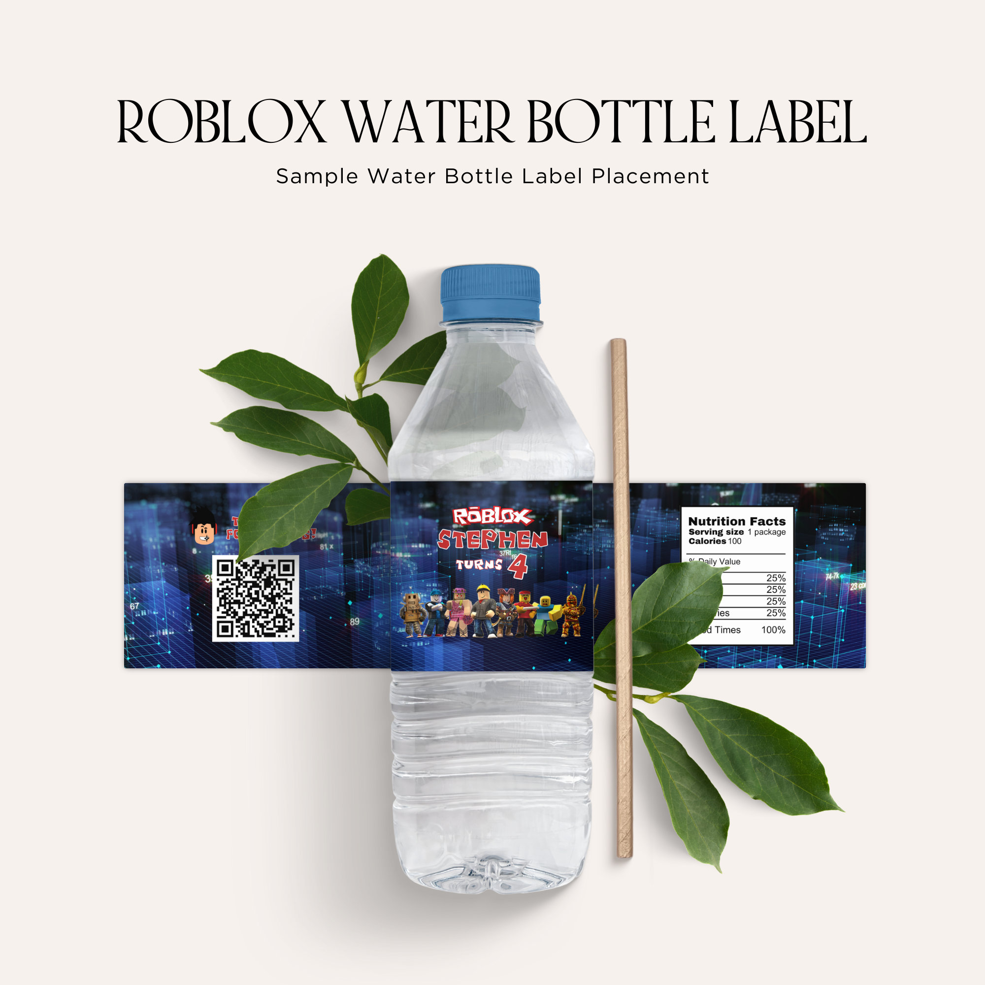 Roblox Water Bottle Labels Printable, Roblox Water Label Template ...