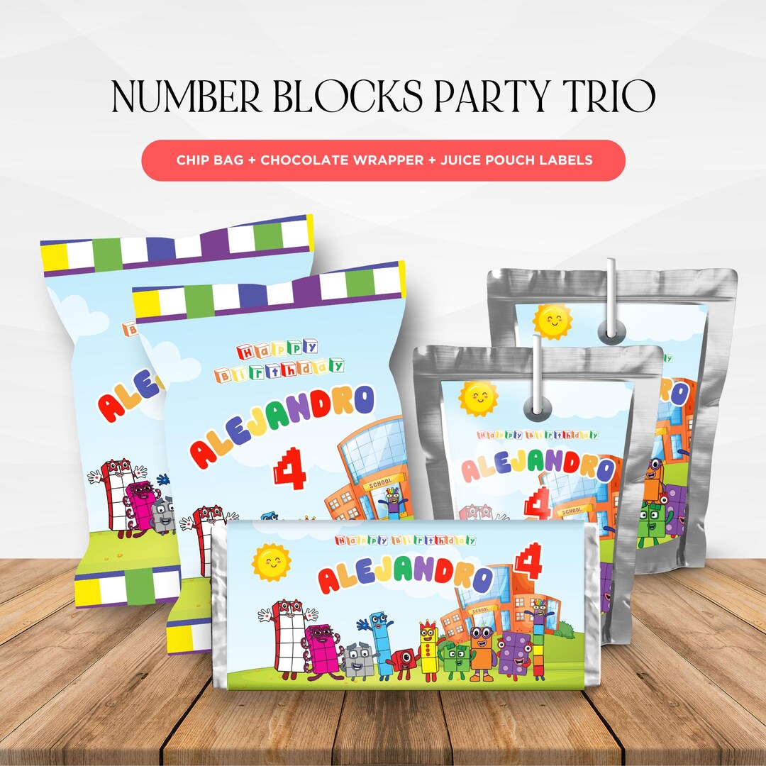 Number Blocks Birthday Party Printable, Number Blocks Chip Bag, Number ...