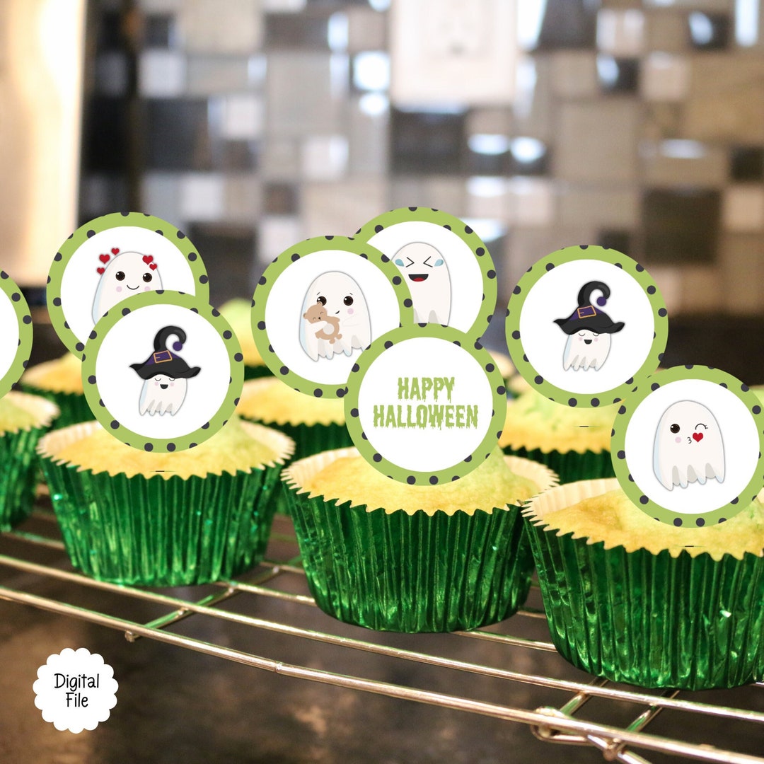 Halloween Ghosts Cupcake Toppers Printable, Halloween Cupcake Toppers ...