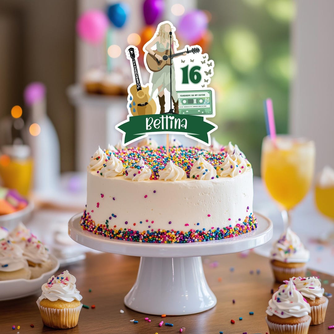 Swiftie Birthday Cake Topper Printable, Debut Album Pop Star Themed ...