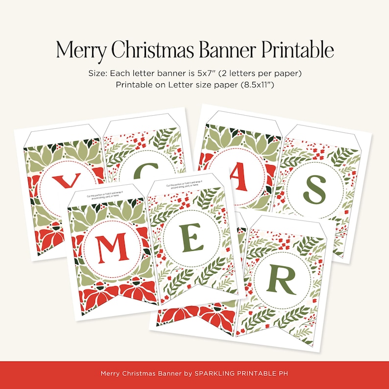 Merry Christmas Banner Printable Letters, Christmas Letter Banner ...