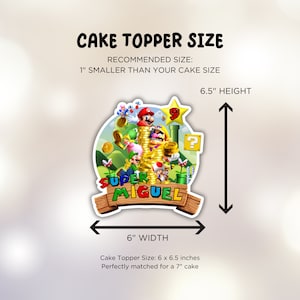 Super Mario Cake Topper Printable, Personalized Birthday Cake Topper ...