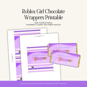Roblox Girls Party Chocolate Wrapper Printable, Roblox Girl Chocolate Bar Wrapper, Roblox Candy ...
