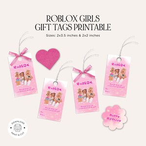 Roblox Girl Gift Tag Printable, Roblox Party Favor Tags, Roblox Girl ...