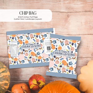 Thanksgiving Chip Bags Printable, Chip Bag Template, Thanksgiving Candy ...