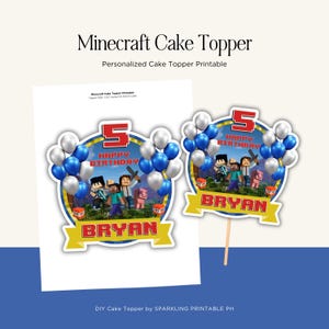 Minecrafter Cake Topper Printable Birthday, Minecrafter Cake Topper DIY ...