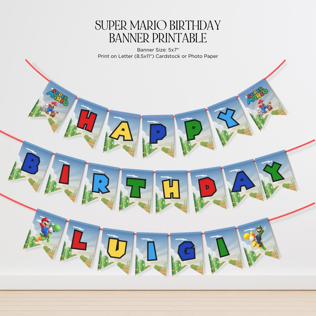 Super Mario Birthday Banner Printable, Super Mario Brothers Banners ...