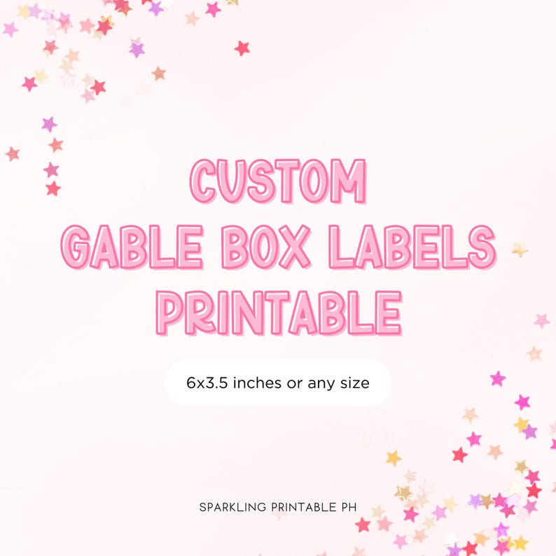 Custom Gable Box Labels Printable, Any Birthday Party Theme ...
