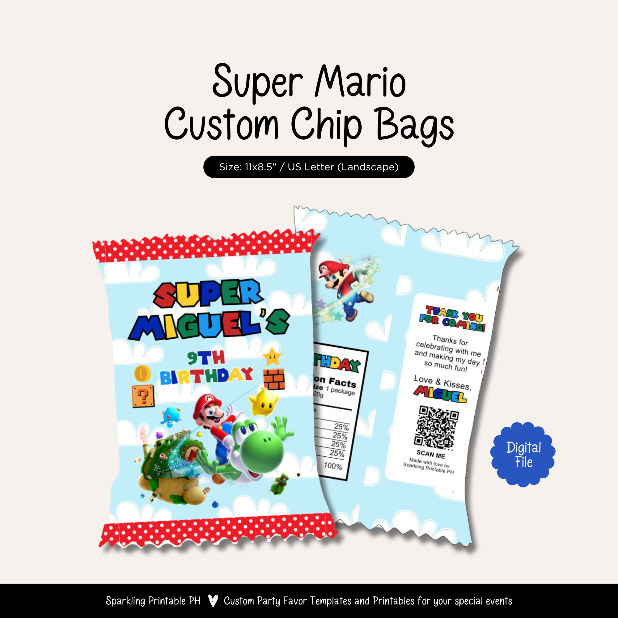 Super Mario Custom Chip Bags, Super Mario Chip Bags, Super Mario Chip ...