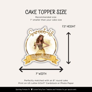 Sweet 18 Cake Topper Printable, Personalized Birthday Cake Topper ...