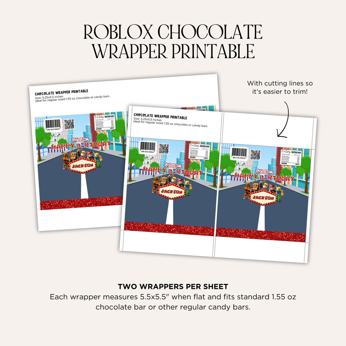 Roblox Chocolate Wrapper Printable, Roblox Chocolate Bar Wrapper, Roblox Candy Bar Wrapper ...