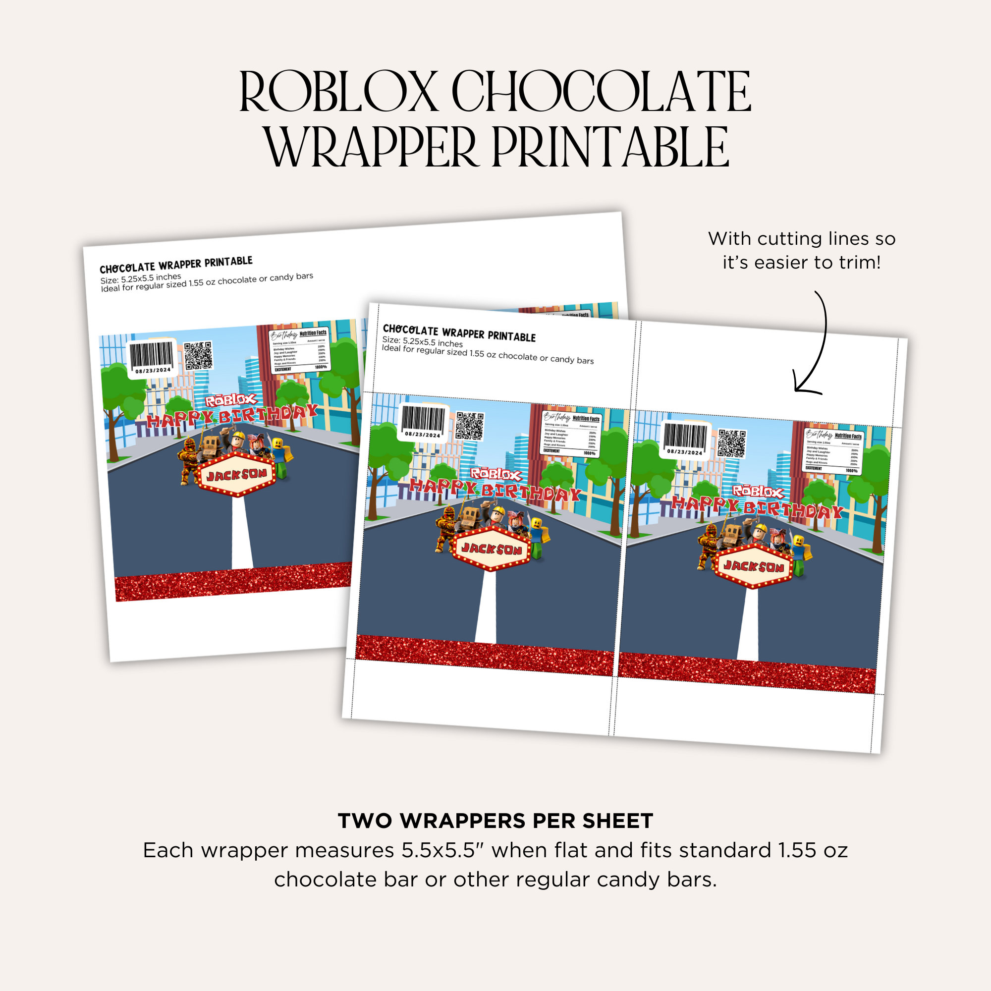 Roblox Chocolate Wrapper Printable, Roblox Chocolate Bar Wrapper ...