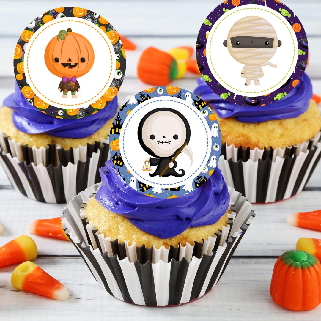 Halloween Costume Kids Cupcake Toppers Printable, Spooky Halloween ...