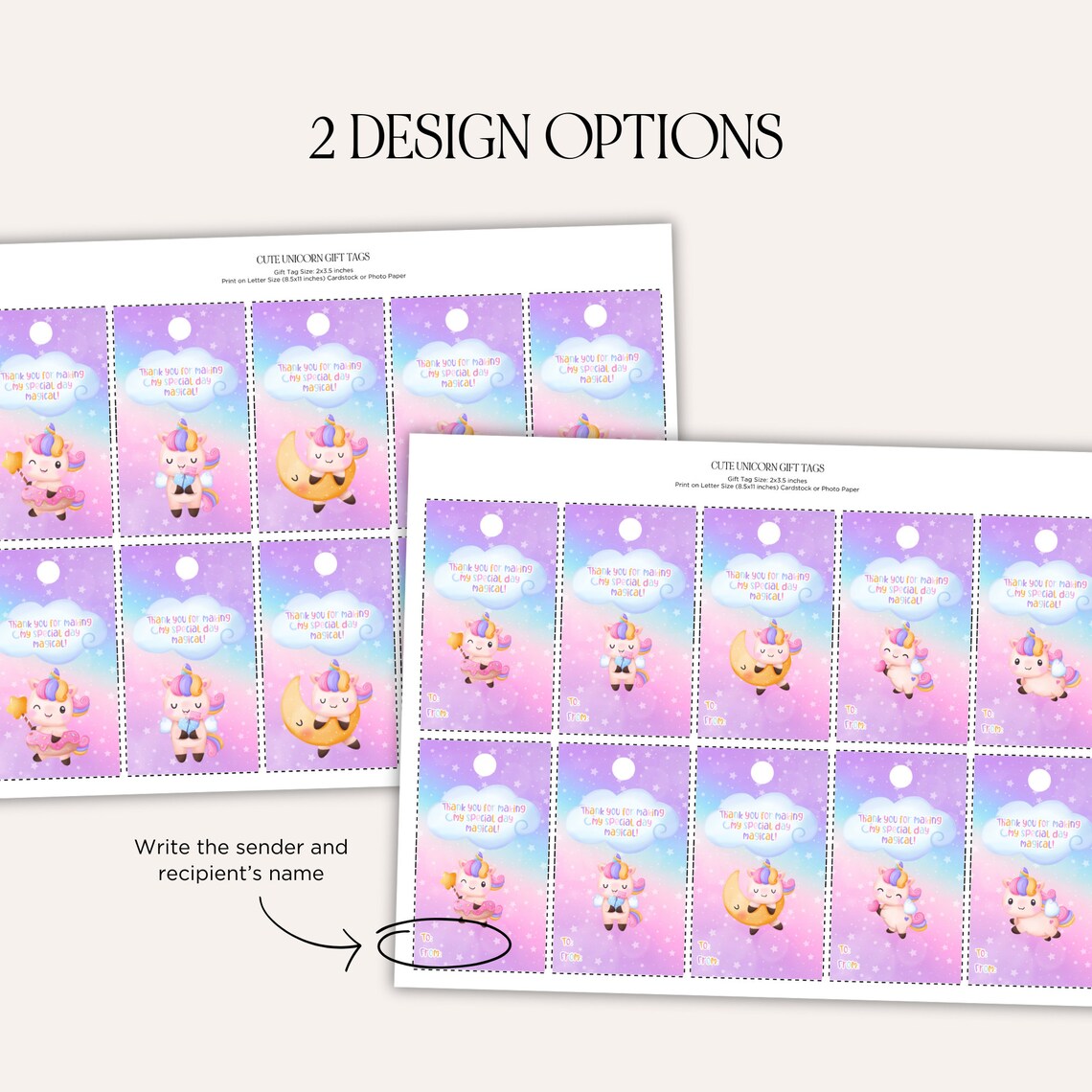 Cute Unicorn Gift Tags Printable, Unicorn Gift Bag Tags, Unicorn ...