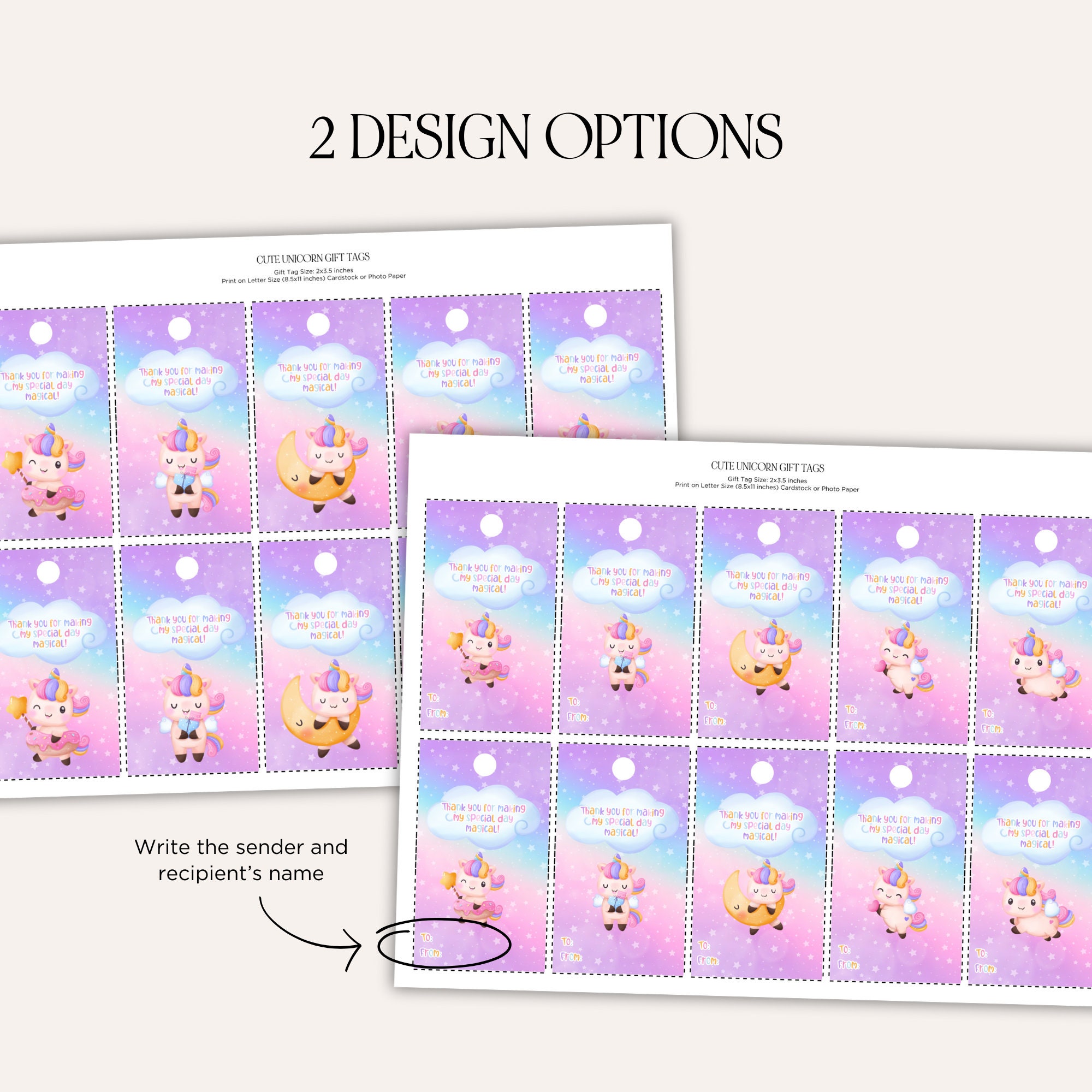 Cute Unicorn Gift Tags Printable, Unicorn Gift Bag Tags, Unicorn ...