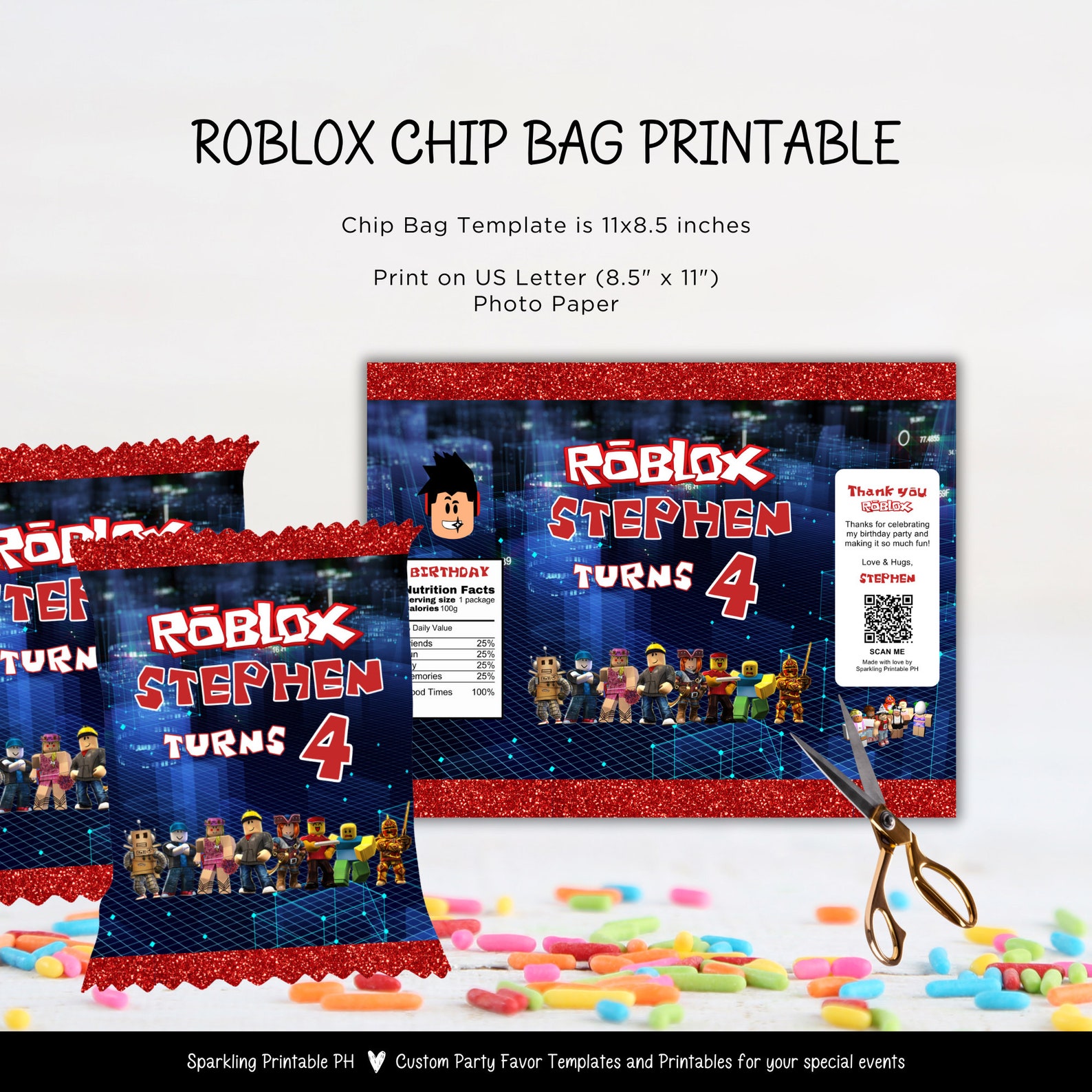 Roblox Chip Bags Printable, Roblox Custom Chip Bags, Roblox Theme Chip ...