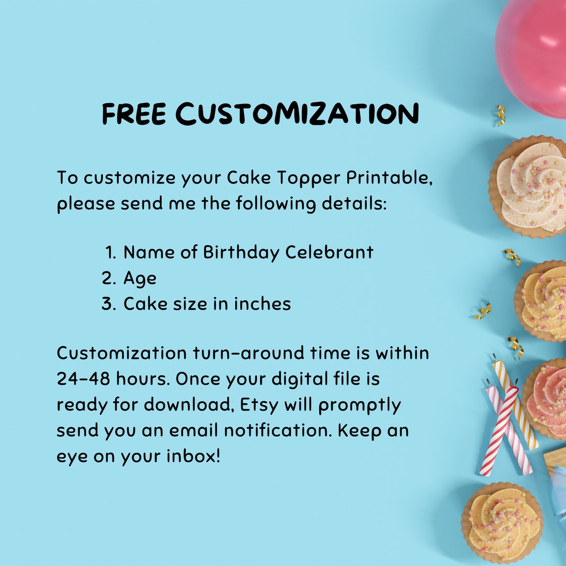 Pink Cake Topper Printable, Pink Letters Cake Toppers, Custom Birthday ...