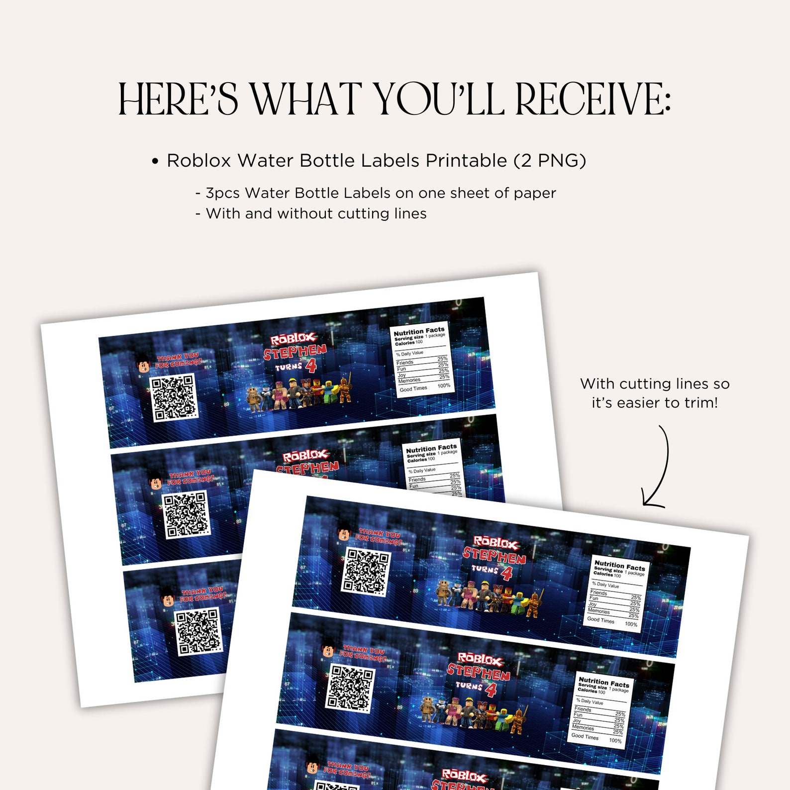 Roblox Water Bottle Labels Printable, Roblox Water Label Template ...