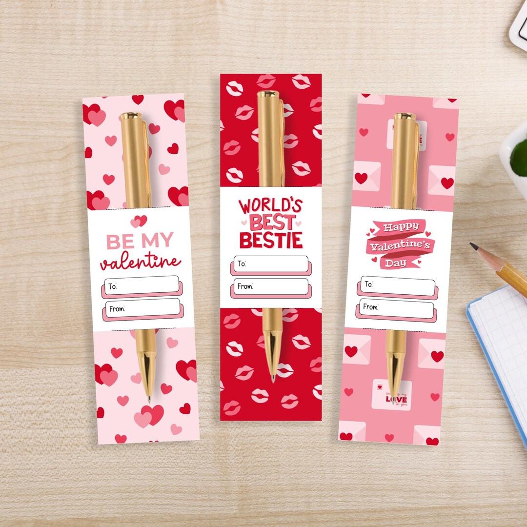 Valentines Day Pen Sleeves Printable, Pen Sleeve Templates, Pen Sleeve ...
