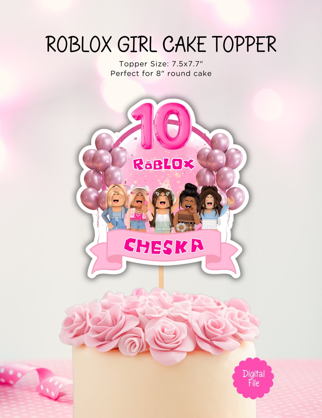 Roblox Girl Cake Topper Printable, Roblox Girl Cake Topper, Roblox ...