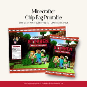 Minecrafter Chip Bag Printable, Minecrafter Chip Bags, Minecrafter Chip ...