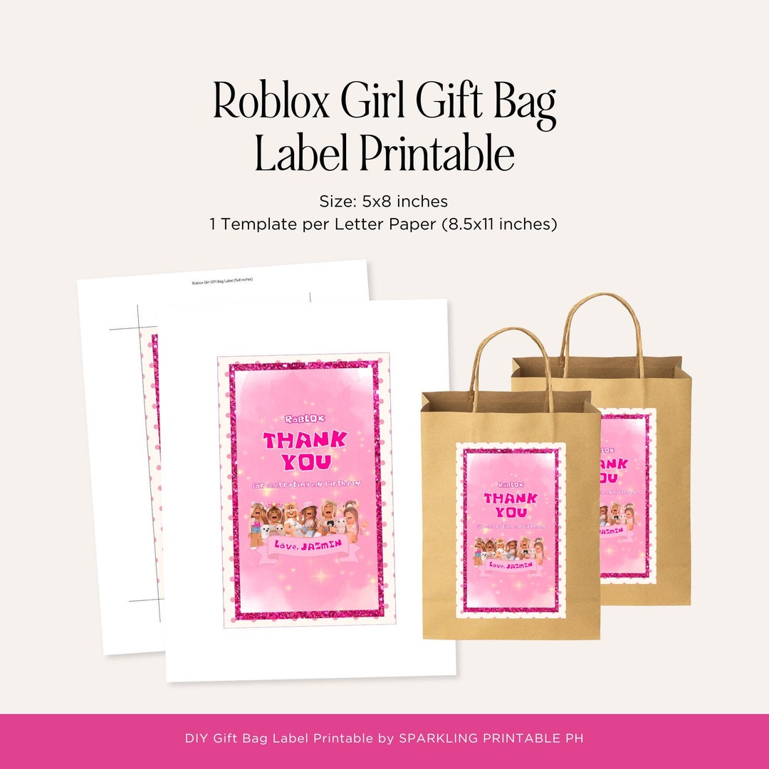 Roblox Girl Gift Bags Stickers Printable, Roblox Girl Gift Bag Labels ...