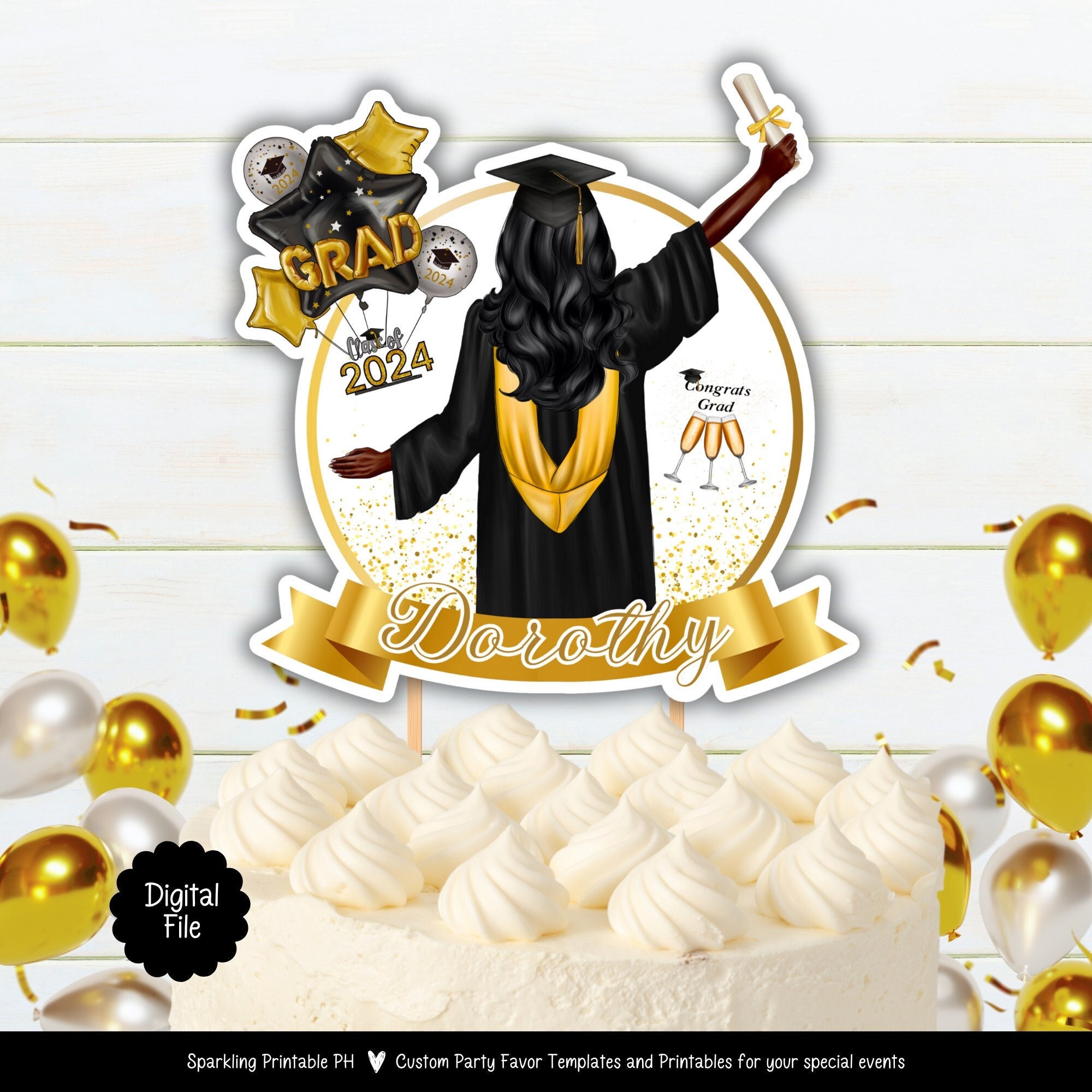 Graduation Cake Topper Printable, Graduation Cake Topper Girl ...