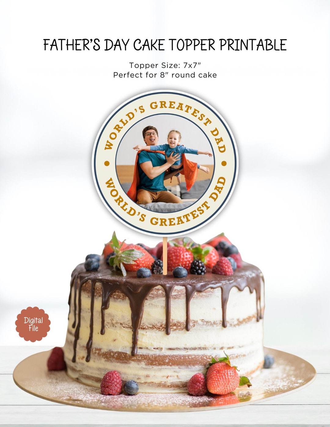 World's Greatest Dad Cake Topper Printable, Free Fathers Day Cupcake ...