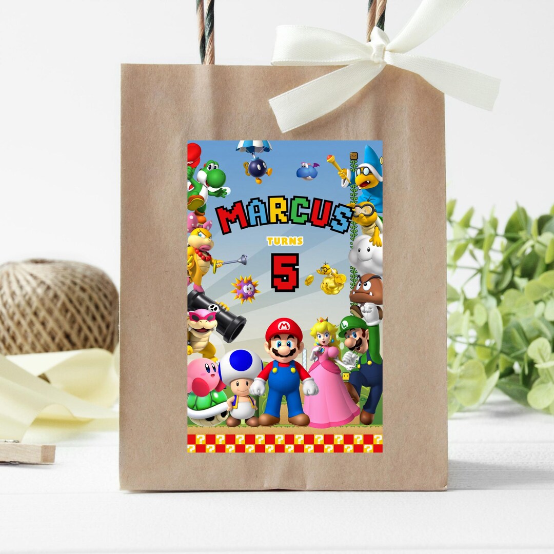Super Mario Gift Bags Label Printable, Super Mario Party Gift Bags ...