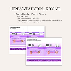 Roblox Girls Party Chocolate Wrapper Printable, Roblox Girl Chocolate ...