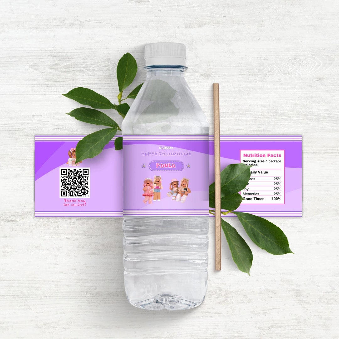 Roblox 16oz Wrap Water Bottle Labels Printable, Roblox Girls Party ...