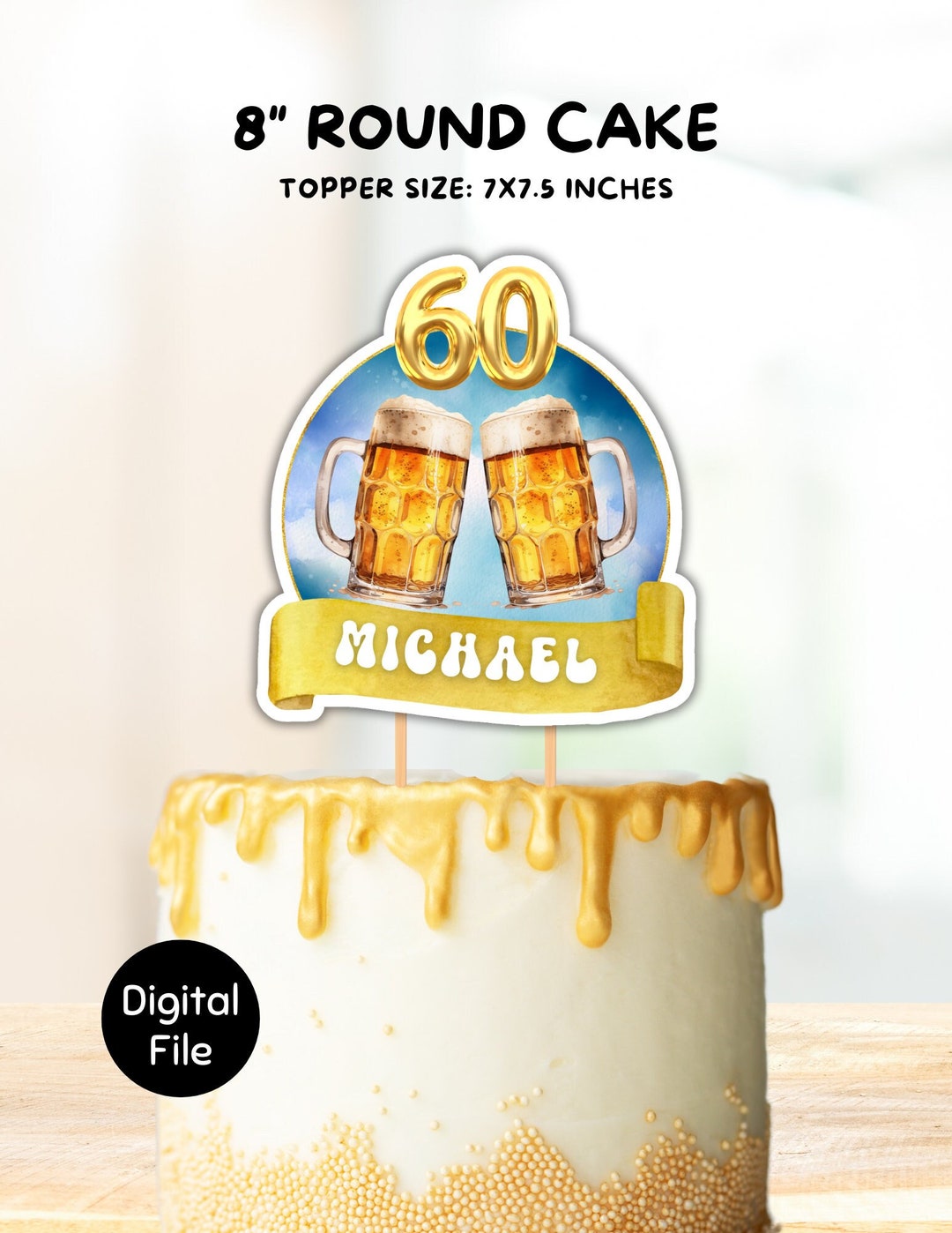 Beer Glass Cake Topper Printable, Free Cupcake Topper Printable, Beer ...