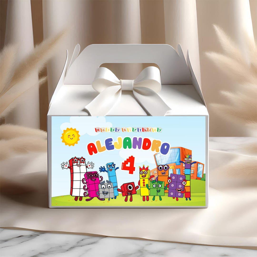 Number Blocks Gable Box Labels Printable, Number Blocks Party Favor ...