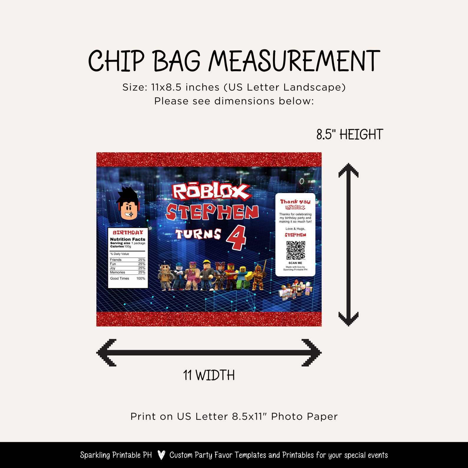 Roblox Chip Bags Printable, Roblox Custom Chip Bags, Roblox Theme Chip ...