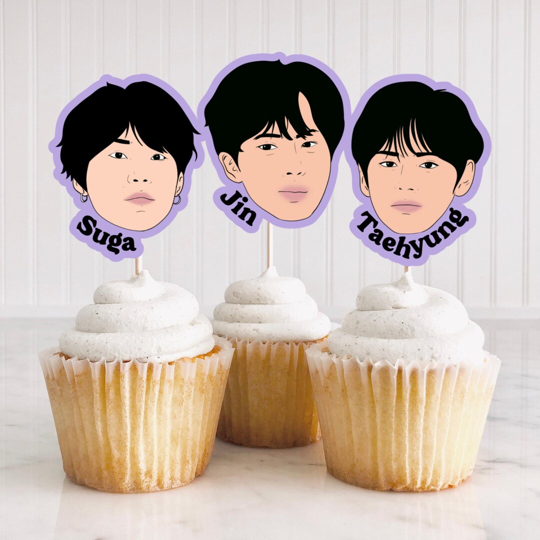 K-pop Group BTS Cupcake Toppers Printable, BTS Theme Birthday Cupcake ...