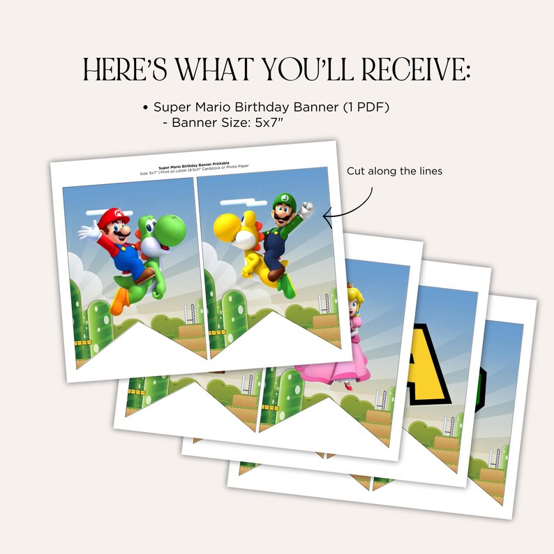 Super Mario Birthday Banner Printable, Super Mario Brothers Banners Printable, Super Mario Bros ...